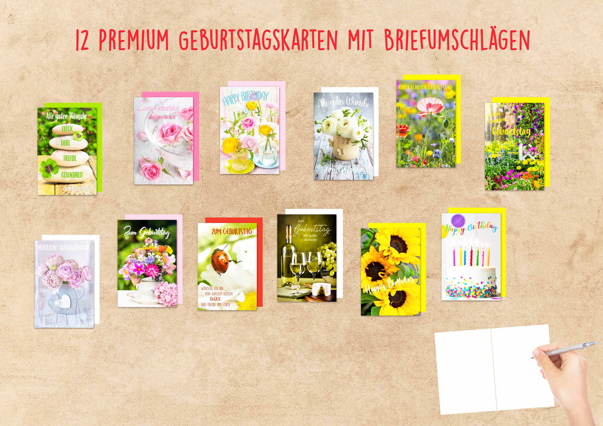 Edition Seidel Set exklusive Premium Geburtstagskarten mit Umschlag. G